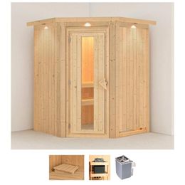 Karibu Sauna &raquo;Larin&laquo; Set, Ofen 9 kW integr. Strg beige Saunaofen, integrierte Steuerung, 9 kW