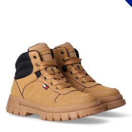 Tommy Hilfiger M&auml;dchen Schn&uuml;rboots, Gr. 40, braun, Lederimitat, Textil, Schuhe, Herbstboots, Outdoorboots mit weich gepolstertem Schaftrand