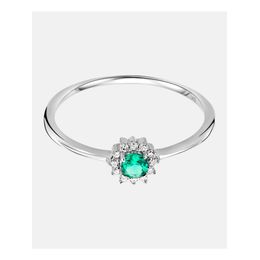 Diamant L'&eacute;ternel Ring aus 375 Wei&szlig;gold mit Diamant mit Smaragd | Gr.: 56