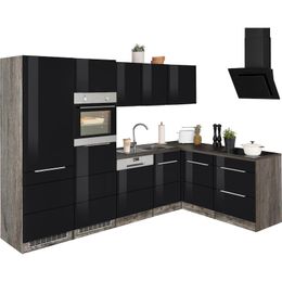 KOCHSTATION Winkelk&uuml;che &raquo;KS-Brindisi Stellbreite 290/170 cm&laquo; wahlweise mit E-Ger&auml;ten und Induktion, mit MDF-Fronten schwarz B/H/T: 290cm x 200cm x 