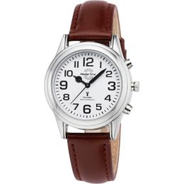 MASTER TIME Damen MASTER TIME Funkuhr &raquo;Sprechende Funkuhr&laquo; Armbanduhr, Quarzuhr, Damenuhr, Lederarmband braun Einheitsgr&ouml;&szlig;e