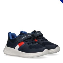 Tommy Hilfiger M&auml;dchen Sneaker, Gr. 24, blau, Lederimitat, Textil, Schuhe, Sportschuh, Klettschuh, Schlupfschuh f&uuml;r Freizeit und Sport