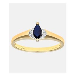 Diamant L'&eacute;ternel Ring aus 375 Gelbgold mit Diamant mit Saphir | Gr.: 49