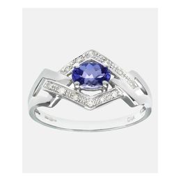 Diamant L'&eacute;ternel Ring aus 375 Wei&szlig;gold mit Diamant mit Tansanit | Gr.: 53