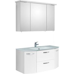 Badm&ouml;bel-Set &raquo;Quickset 326, 3-teilig, mit Glaswaschtisch&laquo; 3 Stk. tlg. wei&szlig; Spanplatte B/H/T: 115cmcm x 200cmcm x 48cmcm