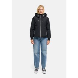 Marikoo Damen Winterjacke "Vivii", schwarz, Gr. XXL, Obermaterial: 100% Nylon, Jacken, Softshelljacke mit Kapuze und Kontrast-Rei&szlig;verschl&uuml;ssen