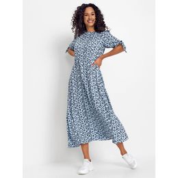 Inspirationen Damen Druckkleid "Viskose-Kleid", blau, Gr. 38, gebl&uuml;mt, gemustert, 100% Viskose, Kleider