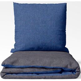 SETEX Wendebettw&auml;sche &raquo;Feinbiber&laquo; 2 Stk. mit Wendefunktion blau Biber, Obermaterial: 85% Baumwolle, 15% Polyester B/L: 135cm x 200cm, 1 Stk., 1 Stk., 