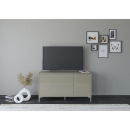 set one by Musterring Lowboard &raquo;Reno&laquo; 1 Stk. tlg. Mit Winkelfu&szlig; in diversen Farben, 77 cm H&ouml;he & Farbauswahl beige Glas, Holzwerkstoff B/H/T: 137cm x 