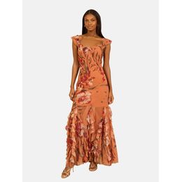 Lipsy Kleid Damen Gr&ouml;&szlig;e 40 oliv / apricot / hellorange / dunkelpink Sommerkleid