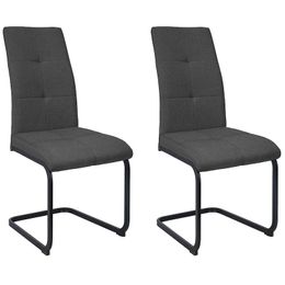 OTTO home Esszimmerstuhl &raquo;Calgoty&laquo; (Set) 2 Stk.Freischwinger, Webstoff Bezug, schwarzes Metallgestell grau Metall, Stoff B/H/T: 45cm x 97cm x 61cm, 2 