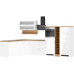 KOCHSTATION Winkelk&uuml;che &raquo;KS-Milan&laquo; Stellbreite 340/220 cm, viel Stauraum, wahlweise mit E-Ger&auml;ten wei&szlig; B/H/T: 340cm x 200cm x 60cm,mit E-Ger&auml;ten,mit 