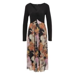 Aniston SELECTED Midikleid in schwarz-mauve-orange-braun-ocker-lila | Gr.: 44