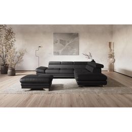 COTTA Ecksofa &raquo;Enterprise L-Form, B: 277 cm&laquo; Arm- & Kopfteilverstellung, optional Schlaffunktion schwarz Softlux -Kunstleder;Luxus-Kunstleder B/H/T: 