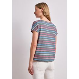 Street One Damen T-Shirt, bunt, Gr. 34, gestreift, Stoff, 80% Polyester, 20% Viskose, Shirts, mit Rundhalsausschnitt