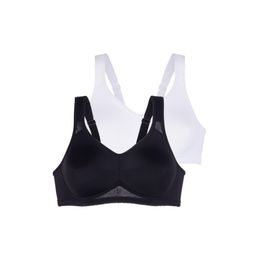 Dorina Damen Sport-BH "FLEX", Gr. 90, schwarz-wei&szlig;, Microtouch, Obermaterial: 75% Polyamid, 15% Polyester, 10% Elasthan, BHs