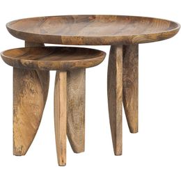 Woood Beistelltisch &raquo;High Heels Beistelltisch aus Mangoholz &Oslash;40x40 / &Oslash;70x47 cm&laquo; Set, 2 Stk. tlg. 2er-set, Abgerundete Kanten, Plattendicke 4&ndash;5 cm, je 