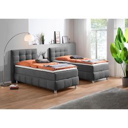 Home Affaire Boxbett &raquo;Marvao inkl. Bettkasten und Topper&laquo; Boxbett mit Bettkasten, inkl. Topper grau Microfaser, Liegefl&auml;che B/L: 90cm x 200cm, Gewicht