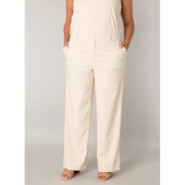 Base Level Curvy Damen Stoffhose Sommerhose mit Schlag und Viskose beige 44, N-Gr