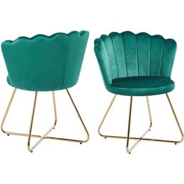 Salesfever Polsterstuhl &raquo;Komfortabler Stuhl im eleganten Design&laquo; (Set) 2 Stk.Muschel-Design gr&uuml;n Metall, Polyester B/H/T: 69,5cm x 85cm x 66cm, 2 Stk.