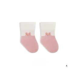 MUNADUNA 5er-Pack Babysocken mit rosa Hasen und Streifen | Gr.: 17-18