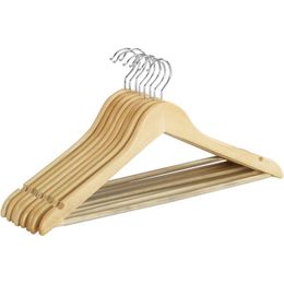 Wenko Kleiderb&uuml;gel &raquo;Modell Eco&laquo; f&uuml;r Garderobe & Kleiderschrank, mit Hosensteg & Rockeinkerbung, Holz braun Massivholz Einheitsgr&ouml;&szlig;e