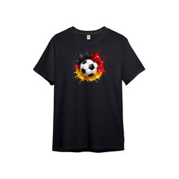 PAULGOS Kinder T-Shirt, Bunter Fu&szlig;ball 1 in Schwarz | Gr.: 140