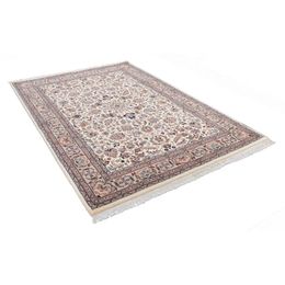 Theko Orientteppich &raquo;Benares Isfahan, handgekn&uuml;pft&laquo; rechteckig 12 mm H&ouml;he reine Wolle, mit Fransen, Wohnzimmer braun Schurwolle B : 60cm 1 Stk., 12mm,
