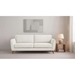OTTO home 3-Sitzer &raquo;MARSEILLE 3er Sofa 206 cm, Cord, Flachgewebe, Struktur, Webstoff&laquo; Massivholzbeine Eiche, Landhausstil, Wellenunterfederung beige 