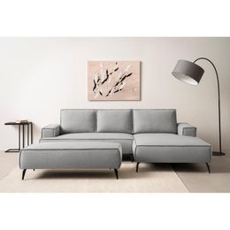 OTTO home Ecksofa &raquo;TVINNU Leinenoptik, L-Form, 275 cm, mit Hocker&laquo; stellbar zum Schlafsofa (Krokodilverbinder) B/H/T: 275cm x 83cm x 173cm, 