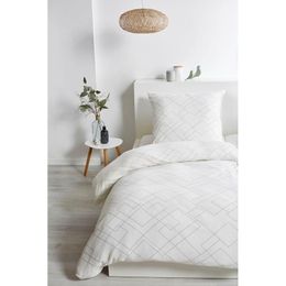 Primera Bettw&auml;sche &raquo;Bio Crepe Mosaik&laquo; 2 Stk. mit feinem Linienmuster beige Seersucker, Obermaterial: 100% Baumwolle B/L: 135cm x 200cm, 1 Stk., 1 Stk., 