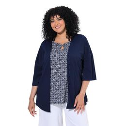 Ulla Popken Shirtjacke in marine | Gr.: 46-48