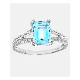 Diamant L'&eacute;ternel Ring aus 375 Wei&szlig;gold mit Diamant mit Smaragd | Gr.: 53