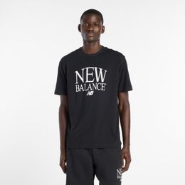 New Balance Herren T-Shirt, schwarz, Gr. XL, Obermaterial: 100% Baumwolle, Shirts, mit modernem Print-Design, Kurzarm, aus Baumwolle