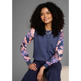 Kangaroos Damen Sweatshirt, blau, Gr. 44, bedruckt, gebl&uuml;mt, gemustert, unifarben mit Farbeins&auml;tzen, Interlock, Obermaterial: 100% Baumwolle.