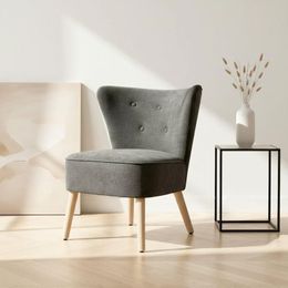Home Affaire Loungesessel &raquo;JORIEL moderner Ohrensessel mit Knopfsteppung&laquo; mit Echtholzf&uuml;&szlig;en und feinem Struktur-Bezug rubber wood leg, pine wood frame