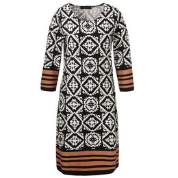 Aniston SELECTED Jerseykleid in schwarz-wollwei&szlig;-terra | Gr.: 36