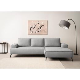 OTTO home Ecksofa &raquo;TVINNU&laquo; wahlweise Recamiere rechts/links, schwarze F&uuml;&szlig;e, bequemer Sitzkomfort grau B/H/T: 275cm x 83cm x 173cm, Flachgewebe 