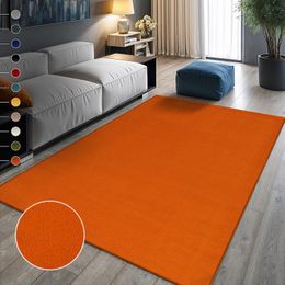 Sanat Teppich &raquo;UNI , auch als L&auml;ufer und Rund&laquo; rechteckig 13 mm H&ouml;he robuster Kurzflorteppich, gro&szlig;e Farbauswahl, Wohnzimmer, alle R&auml;ume orange Kunstfaser B