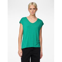 Pieces Damen Kurzarmshirt "PC BILLO", gr&uuml;n, Gr. XL, Glitzermuster, geringelt, gestreift, Jersey, Obermaterial: 85% Viskose, 10% metallisierte Fasern,