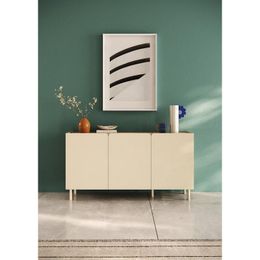 OTTO home Sideboard &raquo;Dobbiaco, 152 cm breit, 3 T&uuml;ren, Anrichte, Kommode, Stauraumschrank&laquo; Innenliegendes Top, gerade Metallf&uuml;&szlig;e, T&uuml;r mit Rundung 