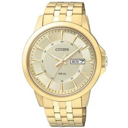 Citizen Herren Quarzuhr Armbanduhr, Herrenuhr, Damenuhr, Edelstahlarmband, Datum gold Einheitsgr&ouml;&szlig;e
