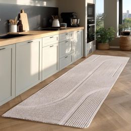 Ayyildiz Teppiche Teppich &raquo;POMPEI 1612 , auch als L&auml;ufer&laquo; rechteckig 12 mm H&ouml;he weiche pflegeleichte Oberfl&auml;che, Hoch-Tief-Struktur, Kurzflor beige Microfaser B : 80cm 