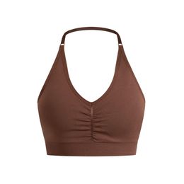 Smilodox Sport Bh Silvia Scrunch Seamless Neckholder Damen Gr&ouml;&szlig;e L braun