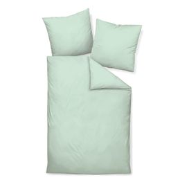 Traumschloss Mako-Satin Bettw&auml;sche uni in jadegr&uuml;n | Gr.: 155 x 220 + 80 x 80 cm