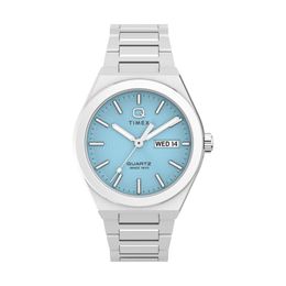 Timex Analog Watch 'Q Timex Continental Day and Date' male size One size Light blue / Silver