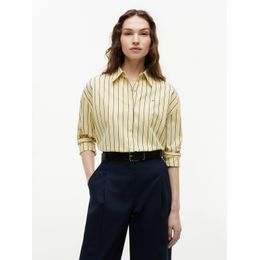 Tommy Hilfiger Damen Hemdbluse "SUMMER POPLIN LS BOXY SHIRT", gelb, Gr. 44, gestreift, Web, Obermaterial: 100% Baumwolle, Blusen, Baumwolle, Boxy Fit
