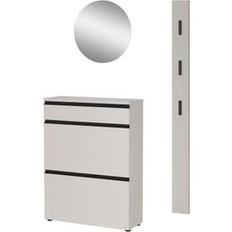 Germania Garderoben-Set &raquo;GW-Baldone&laquo; 3 Stk. tlg. wei&szlig; Glas, Holzwerkstoff, Metall kleiner Spiegel