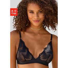 Lascana Damen Lascana Bralette-BH &raquo;Marla&laquo; ohne B&uuml;gel aus einzigartiger Spitze, Dessous schwarz 70, Cup D
