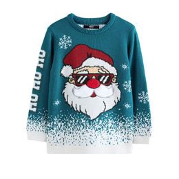 next Pullover 'Christmas' Jungen Gr&ouml;&szlig;e 104 beige / petrol / rot / wei&szlig;
